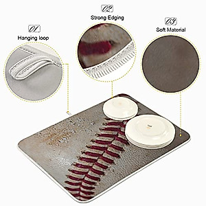 Baseball Heat Resistant Drying Mat 16 x 18 Dish Drying Mat Dish Drain Mat for Kitchen Counter Dish Drainer Mat for Kitchen Counter