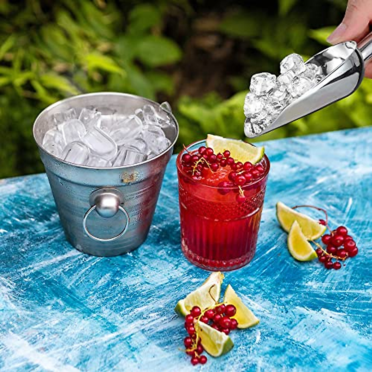 LIANYU Ice Scoop, 12 Ounce Stainless Steel Scoop, Metal Heavy Food Scoops for Ice Cube Flour Beans, Utility Scooper for Kitchen Bar Shop, Mirror Finish, Dishwasher Safe