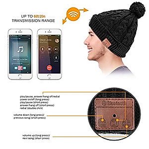 Number-one Wireless Beanie Hat with LED Headlight Handsfree Winter Warm Bluetooh Beanies Wireless Headphones Headset 5.0 Rechargeable Unisex Knitted Musical Cap for Running Skiing Camping Cycling