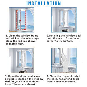 YoleShy Portable AC Window Kit Universal Window Seal for AC Unit Casement Window Air Conditioner Window Vent Kit for Exhaust Hose Easy to Install and Best Way to Seal, 158 Inches