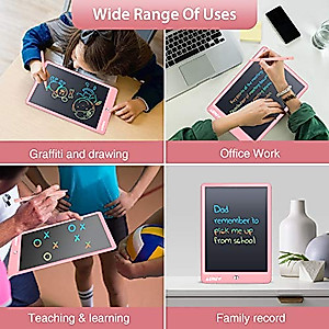 LCD Writing Tablet Colorful 10 Inch Electronic Graphics Doodle Board eWriter Drawing Pad with Memory Lock Gift for Kids & Adults Home School Office Handwriting Tablet (Pink)