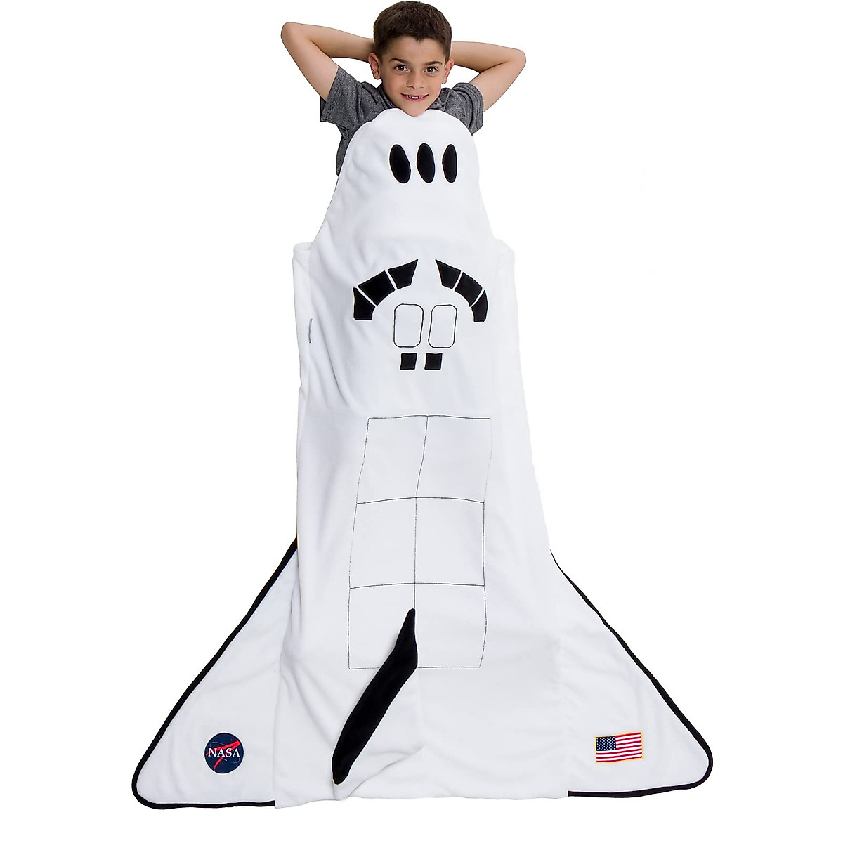 Silver Lilly Spaceship Blanket - Plush Fleece Rocket Ship Sleeping Bag Blanket for Kids