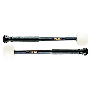 ProMark Bass Drum Mallets - Large Felt - Traditional Style Marching Mallet - Black Satin Aluminum Shafts - Non Slip Grip - Length: 14-1/8 inch - Head Size: 2-1/2 inch felt - 1 Pair