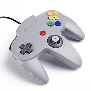 SAFFUN Classic N64 Controller, N64 Wired USB PC Game pad Joystick, N64 Bit USB Wired Game Stick Joy pad Controller for Windows PC MAC Linux Raspberry Pi 3 Sega Genesis Higan (Grey)