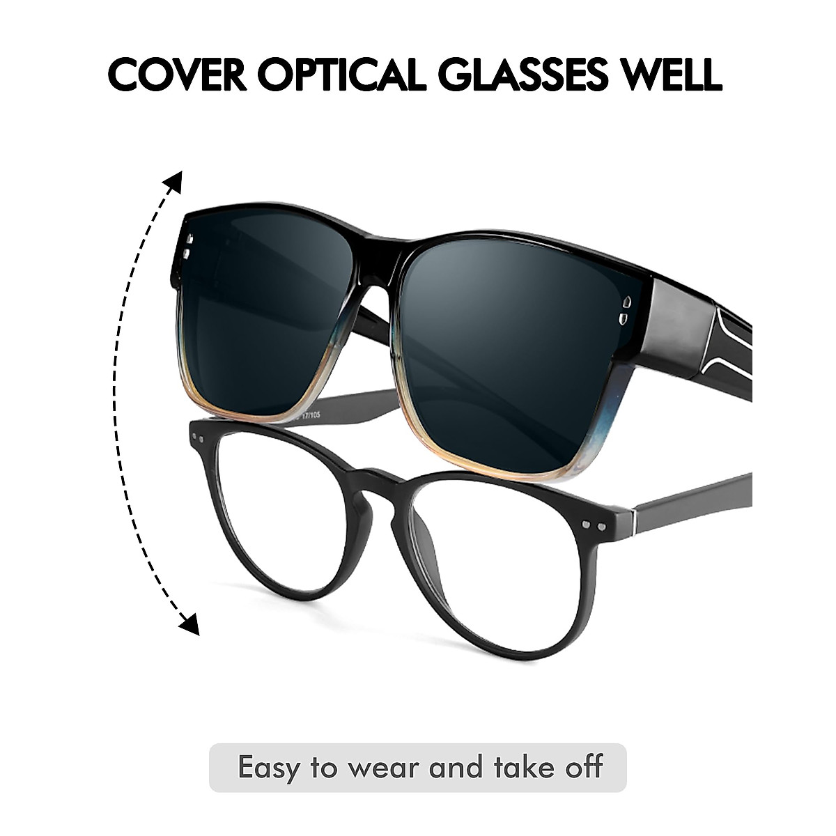 Myiaur Fit Over Sunglasses for Women Men, Trendy Large Polarized UV400 Protection Wear Over Glasses for Driving Outdoors