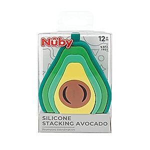 Nuby Soft Silicone Stackable Avocado Interactive Toy for Early Development, Creativity, 12+ Months