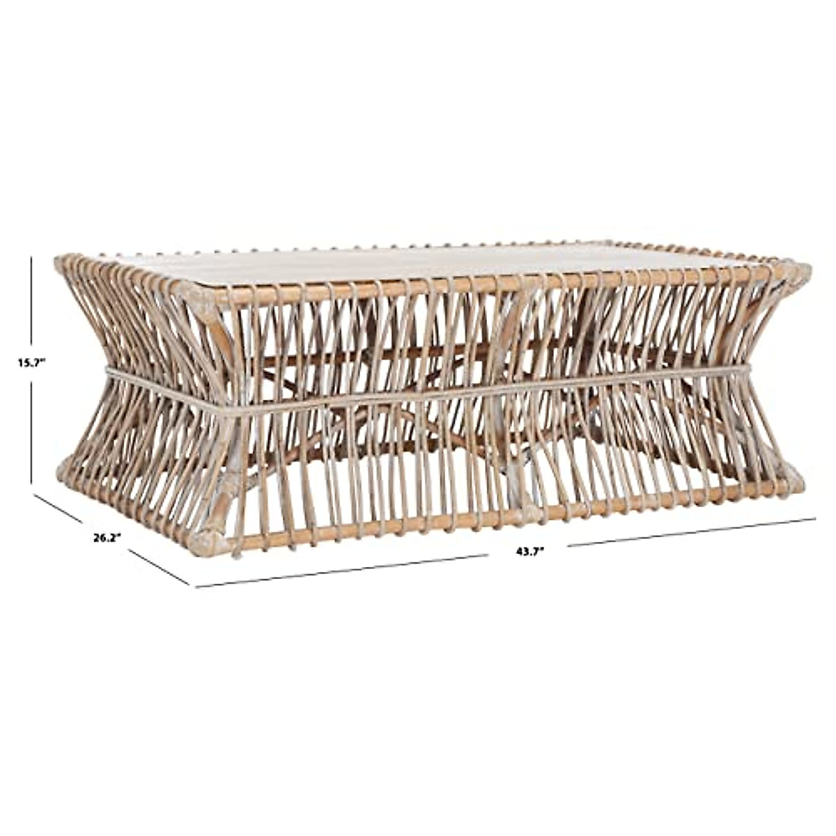 Safavieh Home Collection Gensho Rattan Coffee Table, White/Grey Wash