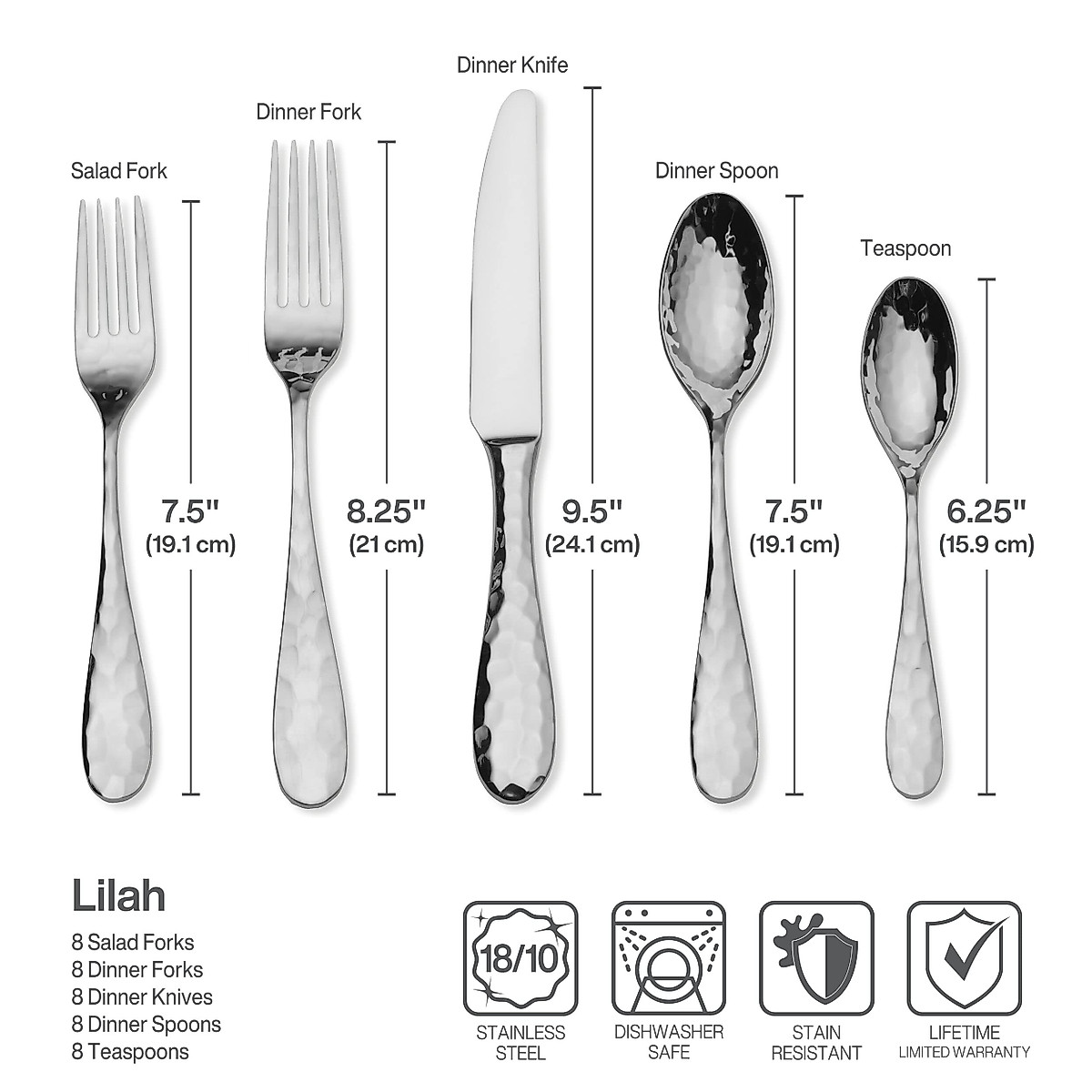 Mikasa Lilah 18.10 Stainless Steel 45-Piece Flatware Set, Service For 8,(Silver)