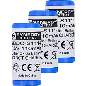 Synergy Digital Dog Collar Batteries, Compatible with Pet Stop UltraMax Receiver Dog Collar, (Silver Oxide, 7.5V, 110 mAh) Ultra High Capacity, Combo-Pack Includes: 3 x SDDC-S1114 Batteries