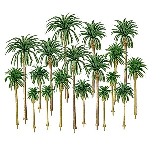 HUIANER Palm Tree Model Trees, Miniature Palm Trees Mixed 5 Size Fake Plastic Trees with No Stands for DIY Scenery Landscape Cake Decoration（18PCS 3.1" - 6.3"）