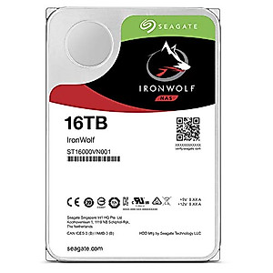 Seagate IronWolf 16TB NAS Internal Hard Drive HDD – 3.5 Inch SATA 6GB/S 7200 RPM 256MB Cache for Raid Network Attached Storage (ST16000VN001) (Renewed)