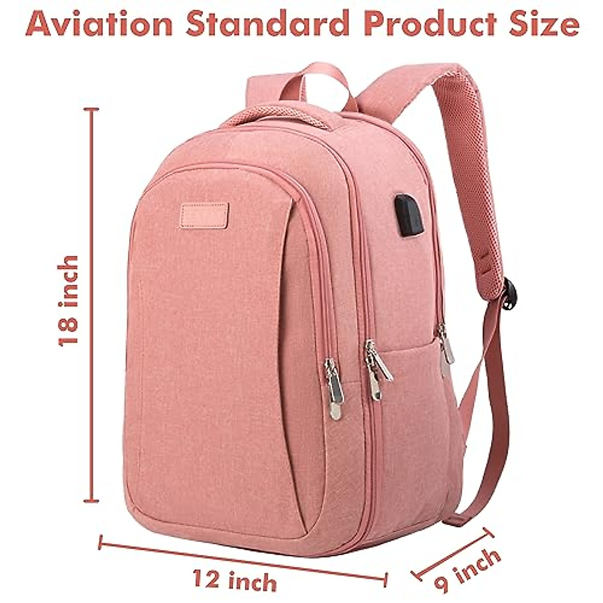 Lekakii Large Travel Backpack with Shoe Pouch, Waterproof Backpack for Traveling On Airplane, 40L Personal Item Travel Bag for Men Women Pink