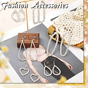 6 Pairs Silver Rhinestone Dangle Earrings Simulated Diamond Teardrop Dangle Earrings Hoop Drop Tear Drop Earrings Crystal Long Dangling Earrings for Women