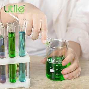 Utile 6pcs of 1.7oz(50ml) Tall Form Glass Beakers, Shot Glass, Borosilicate 3.3 Glass with Printed Graduation, 4001.0050.6