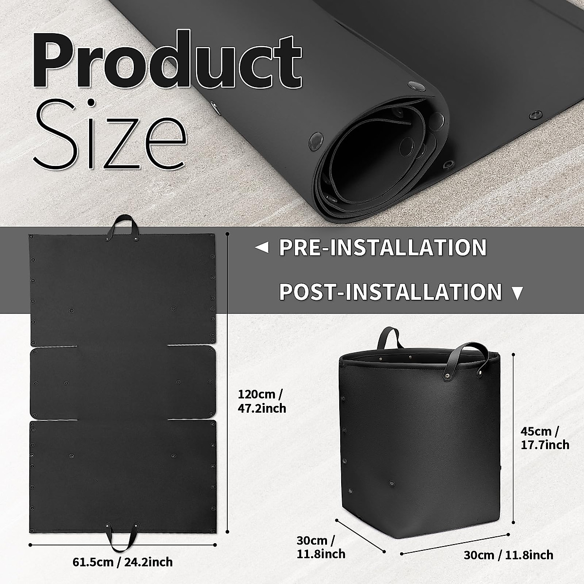 Lacut Dual-use Waterproof Storage Basket, 11.8"x11.8"x17.8" Large Open Storage Organizer Basket with Handles for Home Clothes Car Trunk Camping Picnic Storage (Black)