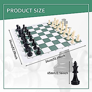Portable Chess & Checkers Set, Tournament Chess Mat with Storage Bag, Folding Roll Up Chess Set Travel Chess Set for Kids and Adults(Size:34cm)