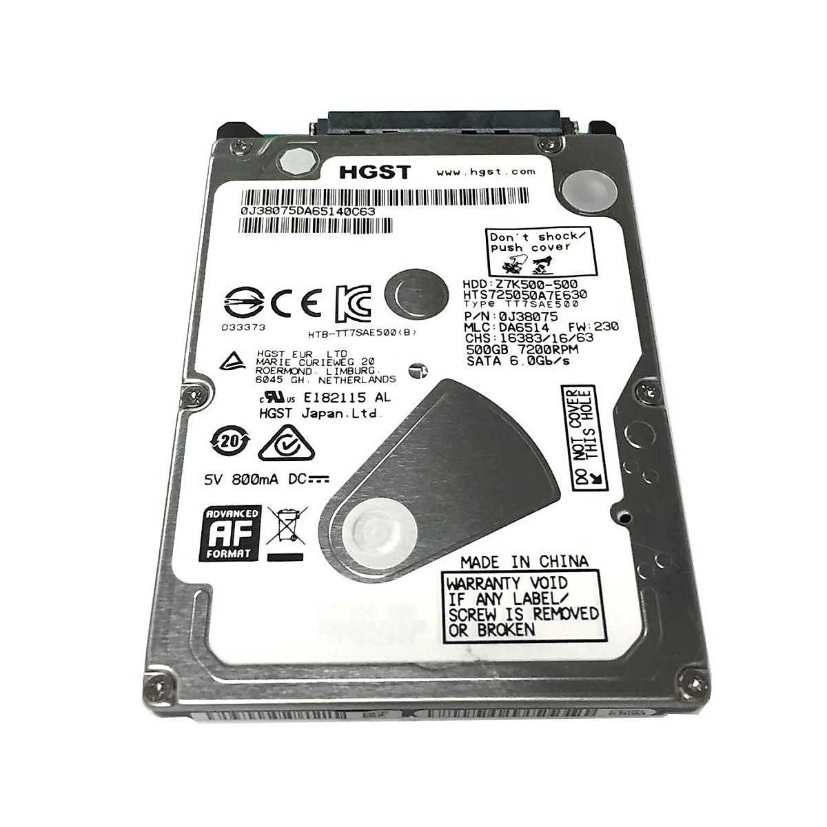 HTS725050A7E630 HITACHI TRAVELSTAR Z7K500 500GB 7200RPM 2.5INCH 32MB CACHE SATA 6GBPS LAPTOP HARD DRIVE P/N: HTS725050A7E630 - HITACHI