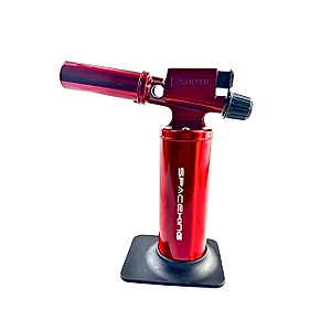 Space King Extended Tube Metal Shell Torch Lighter - Rustic Finish - Adjustable Flame - Use for Camping, Kitchen, Backyard, Travel, Beach, BBQ, Mountain, Outdoors, Travel, Garage, Welding, etc. (Red)