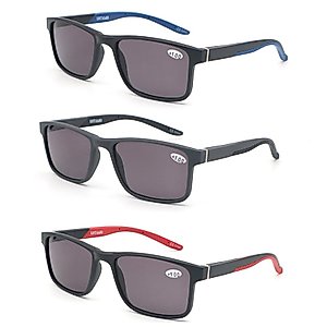 3 Pack Reading Glasses,Sport Square Frame Outdoor Reading Sunglasses for Women Men Sun Readers +4.00 - Not Bifocals