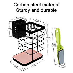 Knife Block and Sharpening Stone with Handle VAPAA TAIDE Knife Holder Drying and Moisture Resistant Knife Storage Rack and Knife Sharpener Tool for Home Knife Kitchen Carbon Steel Black