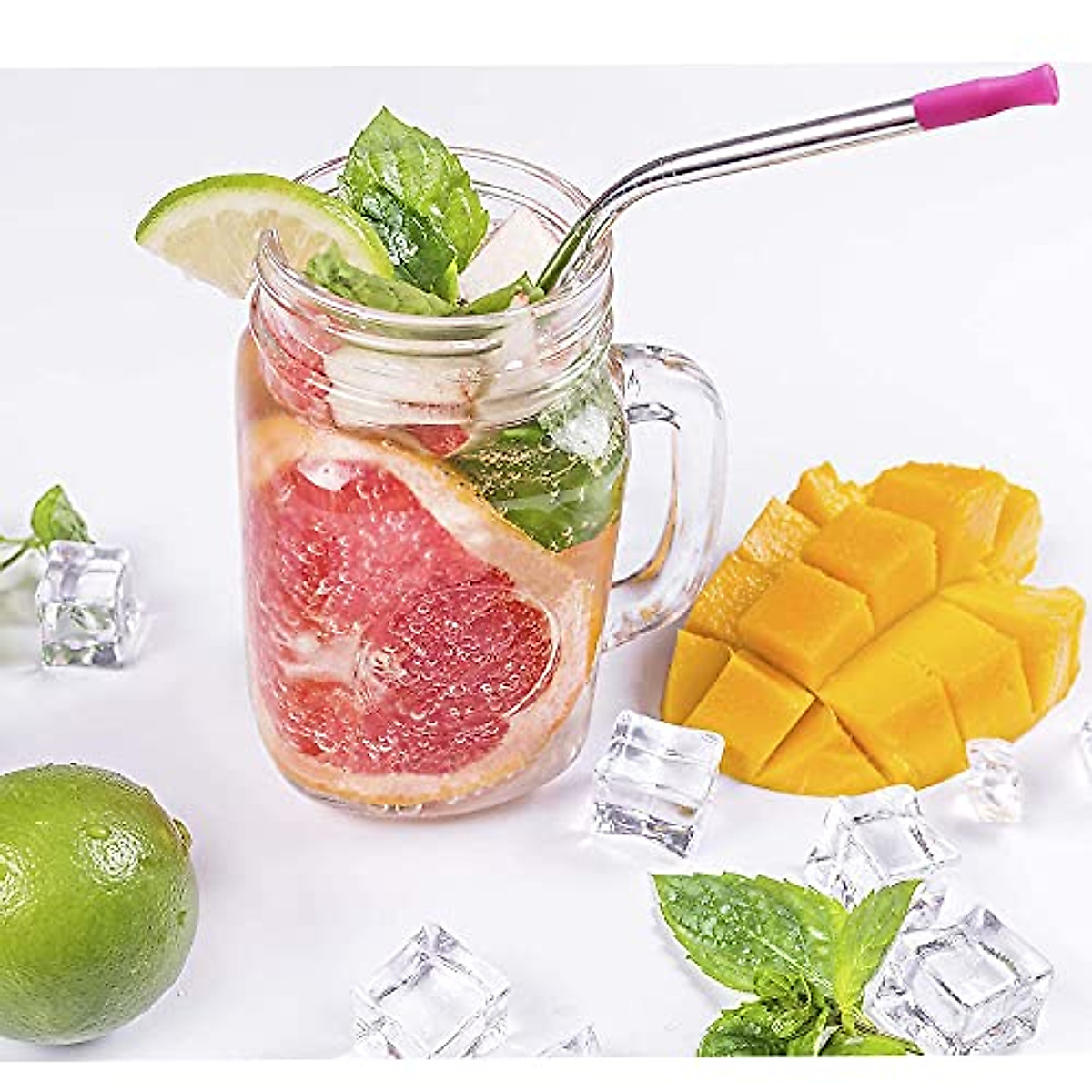 100pcs Straw Tips Reusable Silicone Straws Tips for Metal Straws Several Colors Food Grade Straws Tips Covers Individually Wrapped Silicone Tips Fits for Regular 1/4 Inch Wide Stainless Steel Straws