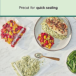 FoodSaver Vacuum Sealer Bags, Rolls for Custom Fit Airtight Food Storage and Sous Vide, 8" x 20' & FoodSaver 1-Pint Precut Vacuum Seal Bags, 28 Count, Clear