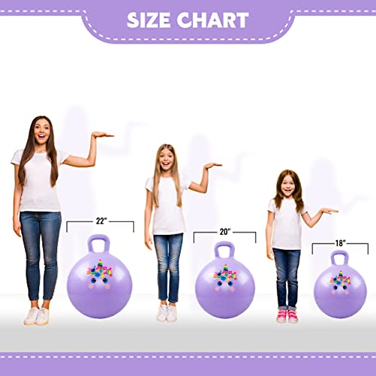 EVERICH TOY Hopper Ball, Bouncing Ball for Kids, 18 Inches Jumping Ball Hoppity Hop Ball Toys, Bounce Balls with Handles for Kids for Boys and Girls Gifts