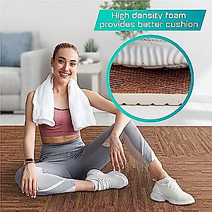 Yes4All Interlocking Floor Mats with Border â€“ Foam Floor Mats/Gym Floor Mats with EVA Interlocking Tiles (12 Square Feet â€“ Oak Wood Dark â€“ 12 Tiles), 12 Count (Pack of 1)