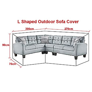 Silvotek L Shaped Garden Furniture Covers - Protective Cover for Corner Sofa with Durable Hem Cord, 210D L Shaped Outdoor Sofa Cover L Shaped Patio Couch Cover (L Shape 79"×106"×35.4")