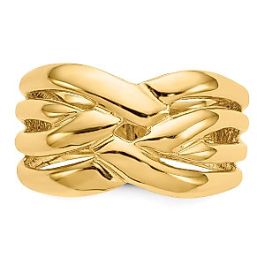 IceCarats 14K Yellow Gold Woven Chunky Dome Crisscross Band Twisted Statement Ring Size 7