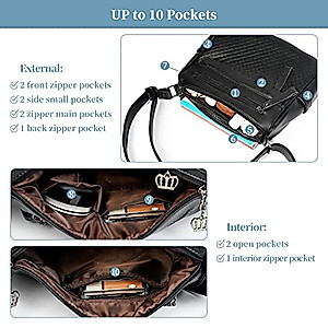 PU Leather Cross Body Purses for Women Medium Size, Ladies Woven Crossbody Bag Purse with Multi Pockets and Adjustable Wide Strap