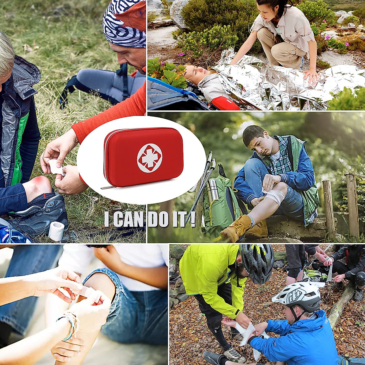 WEWAK First Aid Kit - 175pcs, Compact First Aid Kit with EVA Case and Bag, for The Car, Home, Boat, School, Camping, Hiking, Office, Sports