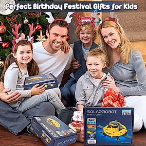 Solar Robot Toys 6 in 1 STEM Learning Kits Educational Space Moon Exploration Fleet Building Experiment Toys DIY Solar Power Science Gift for Kids Aged 8-12 (Yellow)