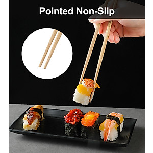 LOROTOCO 100Pairs Bamboo Chopsticks Disposable | Japanese | Sushi | Separated | Non Slip | Pointed Chopsticks-（9.45in）