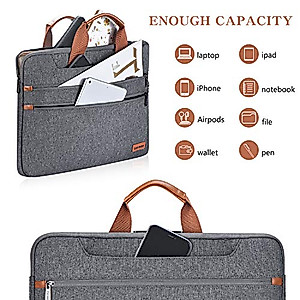 LONMEN 15.6 Inch Laptop Shoulder Bag,Computer Sleeve Carrying Case for Lenovo 15.6" Ideapad 330/15.6" HP EliteBook 850 G3 / Dell New Latitude 3590 Chromebook Ultrabook (Gray)