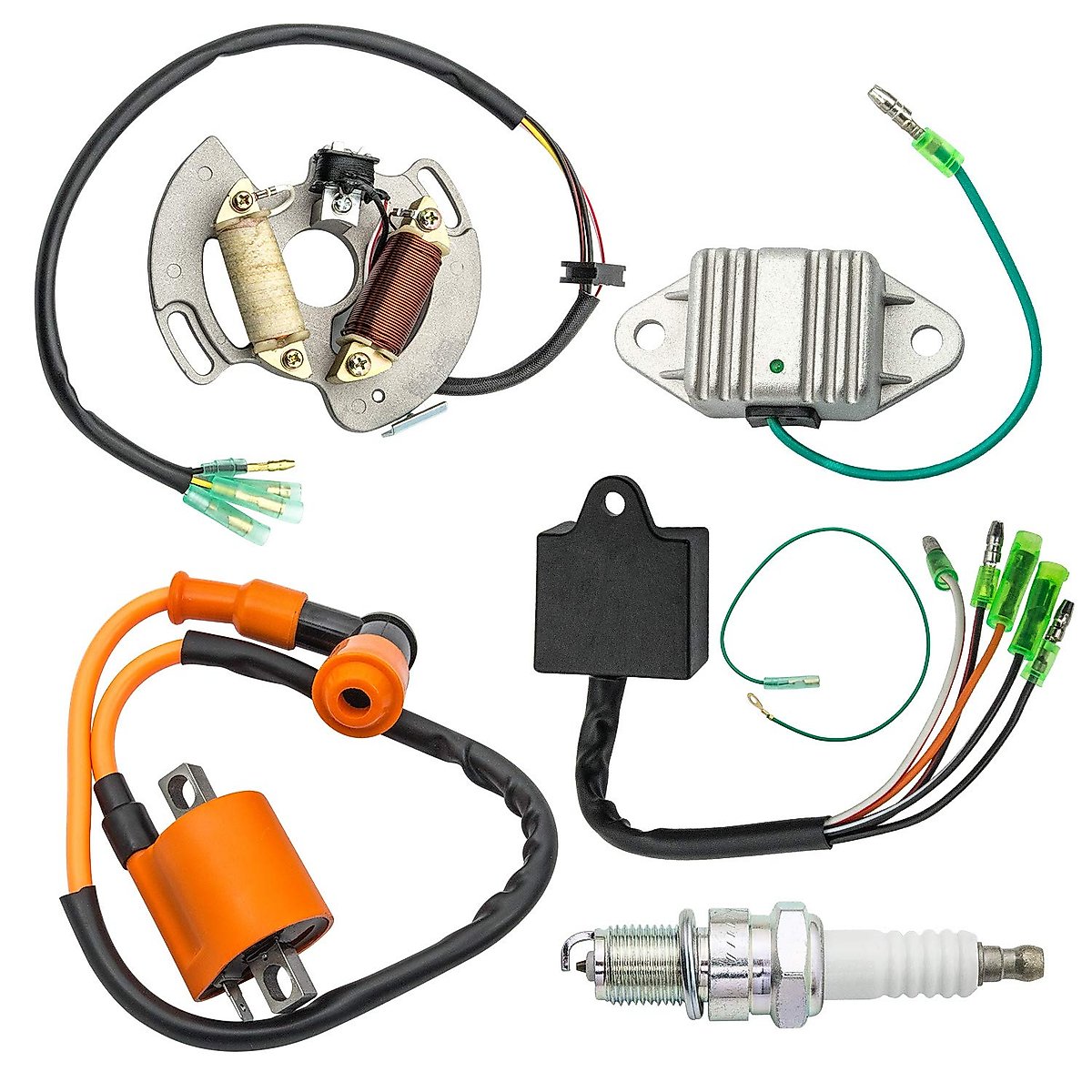 Tepeng Ignition Coil, Output Stator Regulator Compatible with Yamaha Blaster YFS200 1997 1998 1999 2000 2001 with Spark Plug CDI Box Replace 3JM-85560-00-00 3FL-85540-10-00 3KJ-82310-10-00