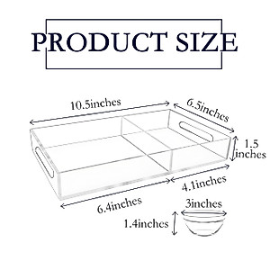 Multipurpose Acrylic Tray Set, 10X6.1X1.3inches Pedicure Tray, SPA Tray,Foot Care, Foot SPA, Tray Set Includes 4 Acrylic Bowls, Brush and Small Scraper Spoon