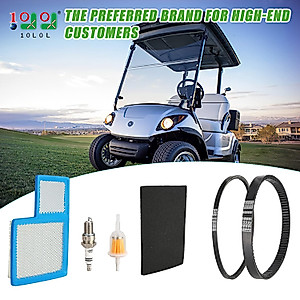 10L0L Golf Cart Tune Up Kit with Starter Generator Belt & Drive Belt for Yamaha 1996-up G16 G19 G22 & 2012-up G29 Gas Model W/ 4 Cycle 301cc 357cc Engine Air Filter Pre Filter Fuel Filter Spark Plug