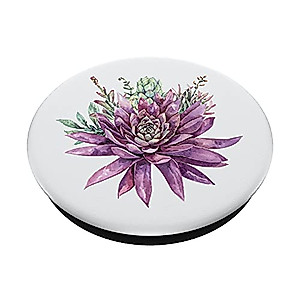 Watercolor Cactus Cacti And Purple Succulents PopSockets Swappable PopGrip