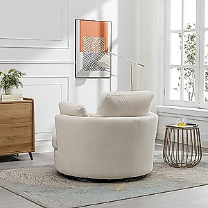 Oversized Swivel Accent Barrel Chair with Storage Bench Large Ottoman+4 Pillows,Comfy Upholstered 360 Recliner Sofa Club Chaise Leisure Round Loveseat Lounge Armchair for Living Room/Hotel/Nursery