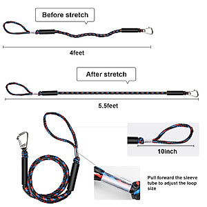 Botepon Marine Bungee Dock Lines, Boat Dock Rope, Jet Ski Accessories with Stainless Clip for for Jet Ski, SeaDoo, Yamaha WaveRunner, Kayak, Pontoon Boat, Dinghy (4 Feet)