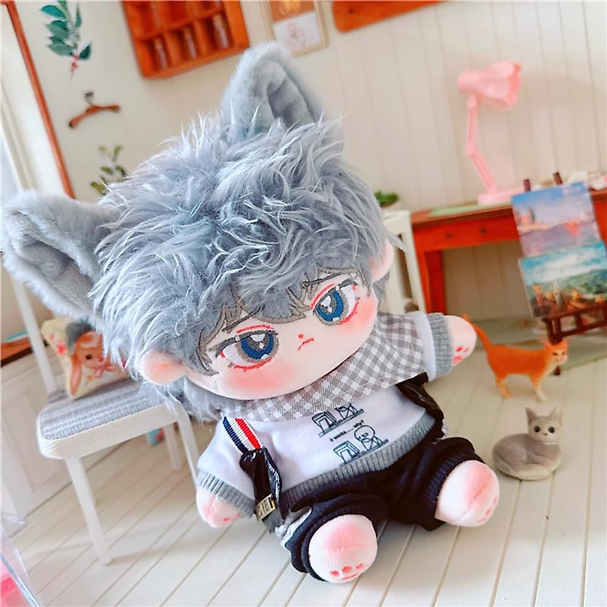niannyyhouse 20cm Plush Doll Clothes Loose Scarf Vest T-Shirt Pants 8in Soft Stuffed Plush Toy Accessories Dress Up