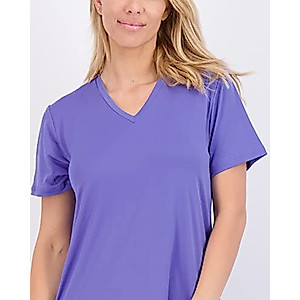 3 Pack: Womens Short Sleeve Maxi Crew V-Neck Nightgown Long Soft Nightshirt Women Night Gowns Nightdress Sleep Lounge House Dress Sleepwear Pajama Tops PJs Sexy Sleeping Ladies PJ Floor - Set 5, XXL