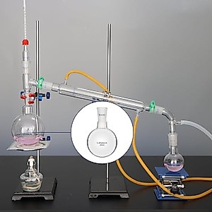 Labasics Glass Round Bottom Flask, Borosilicate Glass Heavy Wall Short Neck Round Bottom Flask RBF Single Neck Flask with 24/40 Standard Taper Outer Joint, 2000 ml
