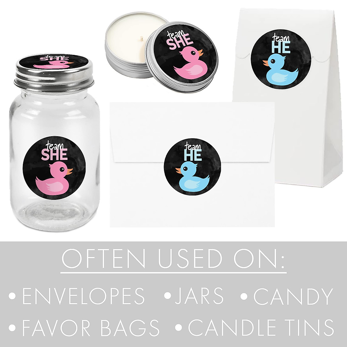 What The Duck are They Having Gender Reveal Party - Rubber Duck Team He or Team She - 40 Stickers