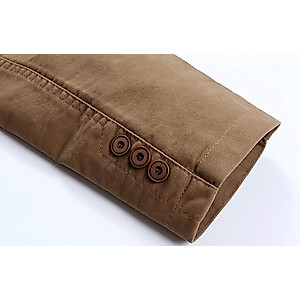 chouyatou Men's Slim 2-Button Single Breasted Cotton Lightweight Blazer Jacket Sport Coat (Large, Khaki)