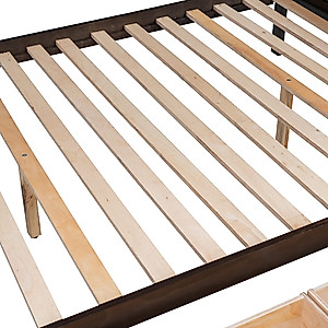 Harper & Bright Designs Twin Over Full Bunk Bed with Stairs and Built-in Storage Cabinets, Wood Bunk Beds Twin Over Full Size with 2 Storage Drawers for Kids Girls Boys,Espresso