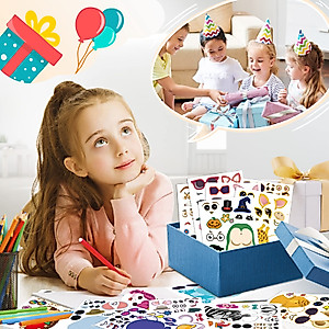 sinceroduct Make a Face Stickers for Kids, 60 Sheets Woodland Teaching Stickers, Make Your Own Stickers, Party Favor Stickers with 20 Animal Designs, Unique Stickers, Perfect as Reward&Gift for Kids