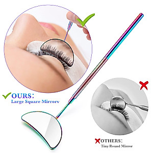 2 Pieces Lash Mirror Eyelash Extension Mirror Half-moon Shape Lash Mirror Stainless Steel Eyelash Mirror Tool Large Eyelash Inspection Mirror for Women Girls Makeup Supplies