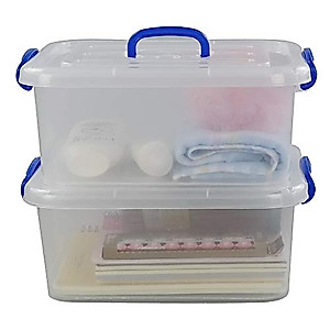 Morcte 8 Liter Clear Latching Box, Plastic Storage Bin with Handle, 2-Pack